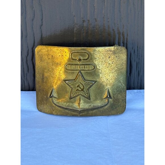 Unbranded | Accessories | Vintage Military Soviet Ussr Russian Naval Brass Belt Buckle Hammer ...